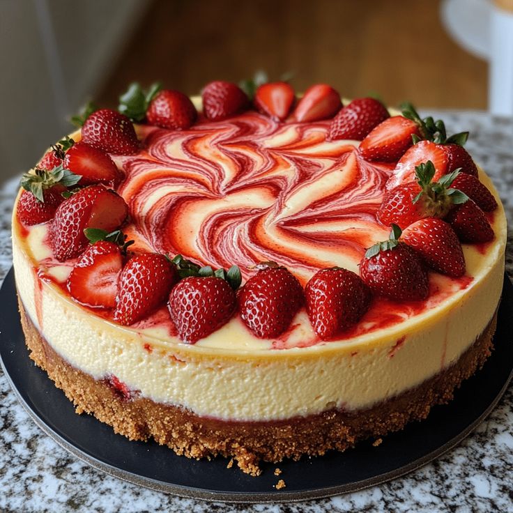 Strawberry Swirl Cheesecake – Cakes By Kismat